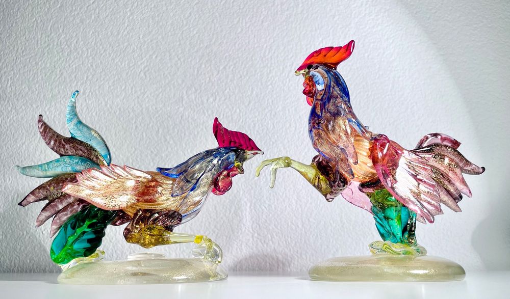 Murano, Kampfhähne Paar, verm. AVEM/Ferro, 50er, div. Mängel (Gebraucht ...