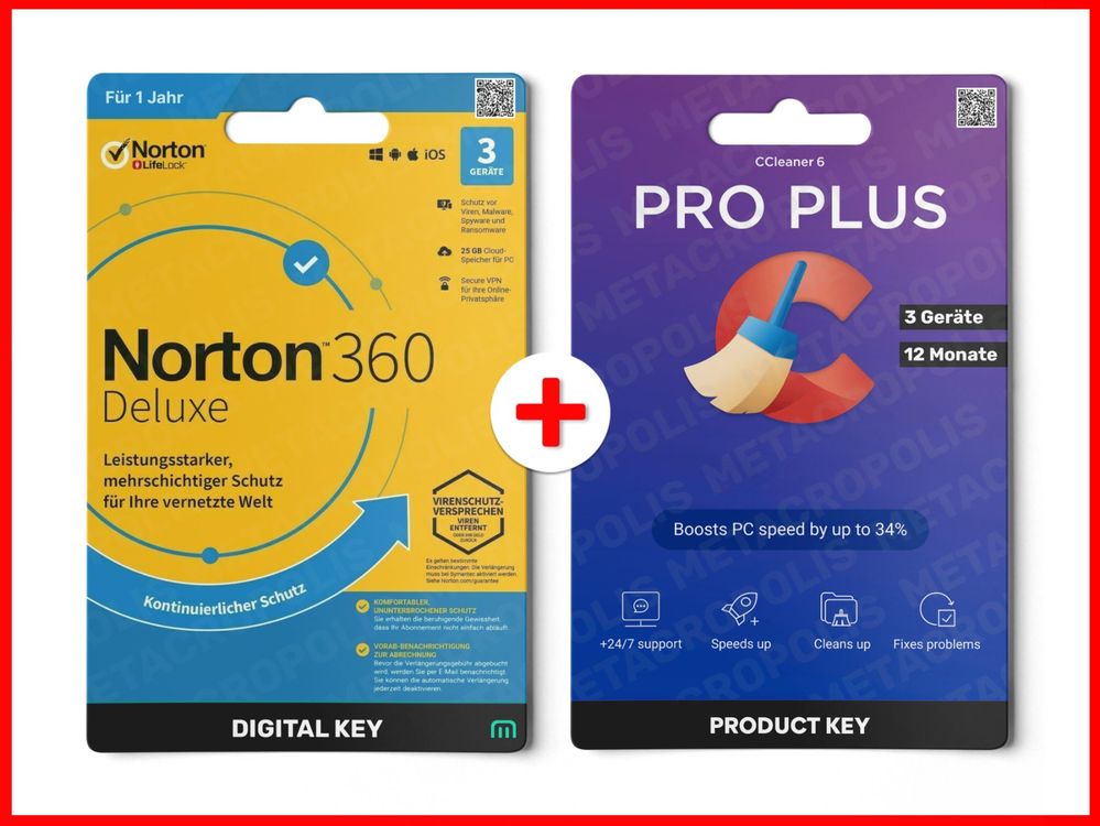 Norton 360 Deluxe 3PC + CCleaner Professional Plus - 3PC (Neu und ...