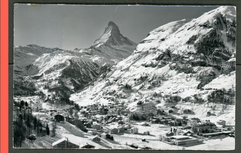 AK sw Zermatt VS Winter, Dorf und Matterhorn ≈ 1965 (Gebraucht) in ...