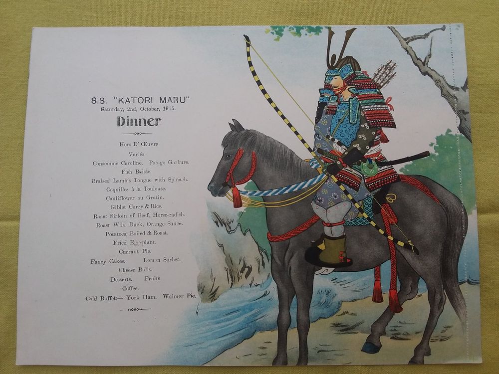 Menu de croisière 1915 S.S KATORI MARU (Gebraucht) in La Sagne NE für ...