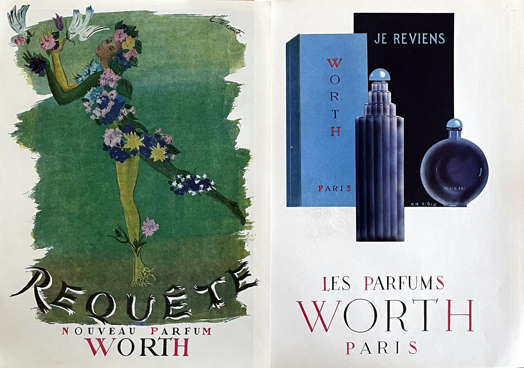 Worth Parfum - 4 alte Werbungen / Publicités 1945/48 (Gebraucht) in ...