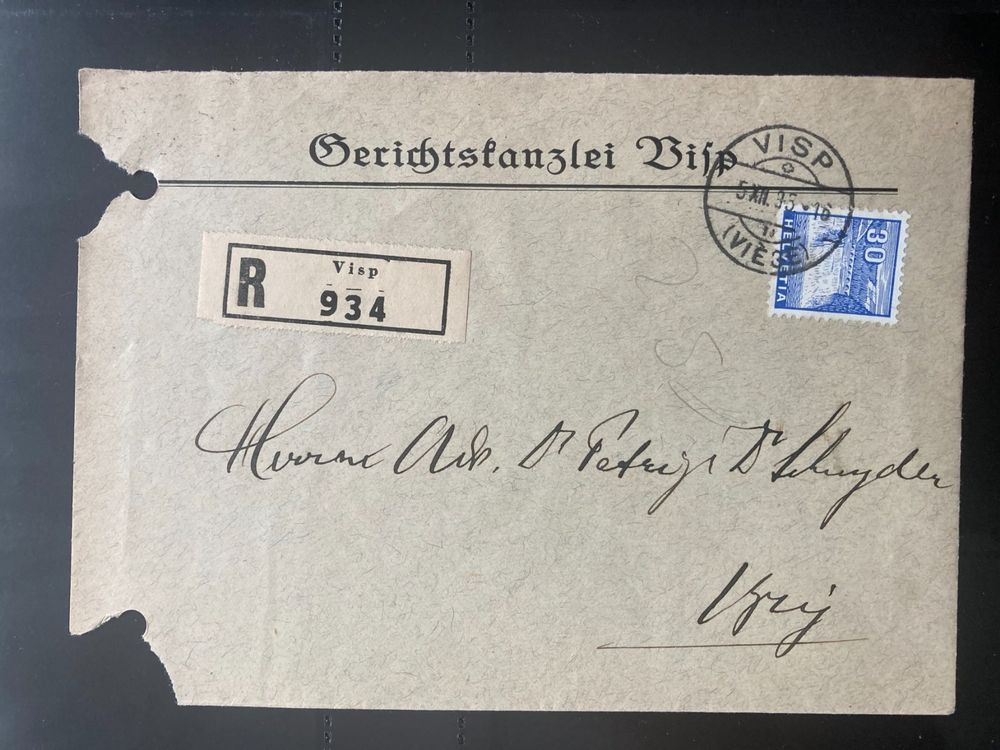 CH 1935 R-Brief Gerichtskanzlei Visp Brig 30Rp. Rheinfall | Kaufen auf Ricardo