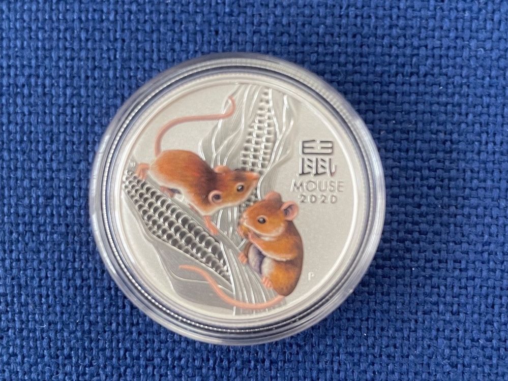 LUNAR III Maus 2020 Silber 0,5 OZ / Unze Coloriert Lunar 3 (Neu und ...