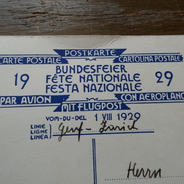 1929 Postkarte mit FLUGPOST - Druckmarke | Kaufen auf Ricardo