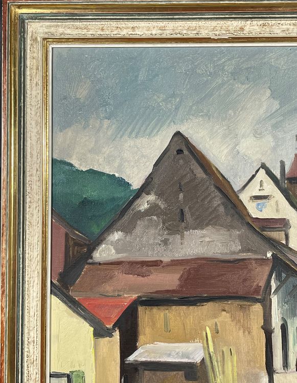 Strassenszene Gemälde unleserlich Signiert | Kaufen auf Ricardo