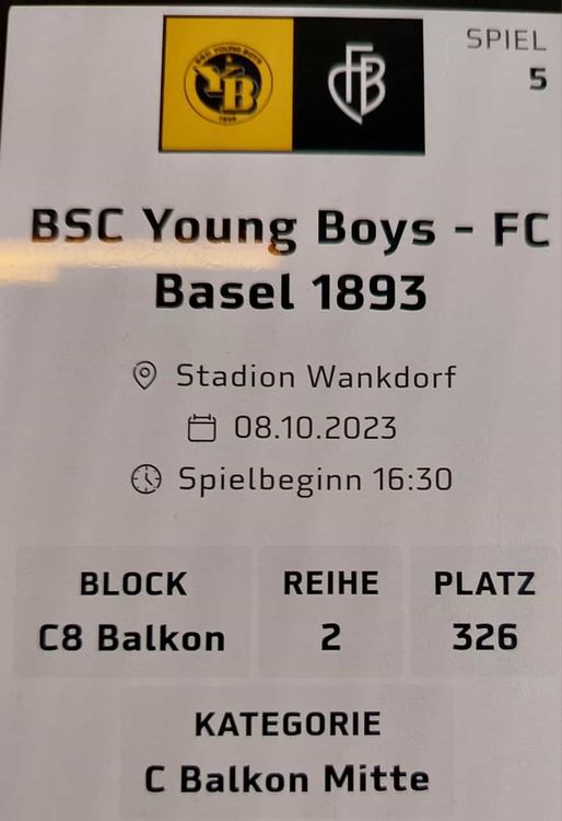 YB - FC Basel, 2 Tickets für das Spiel am Sonntag, 8.10.23 (Neu und ...
