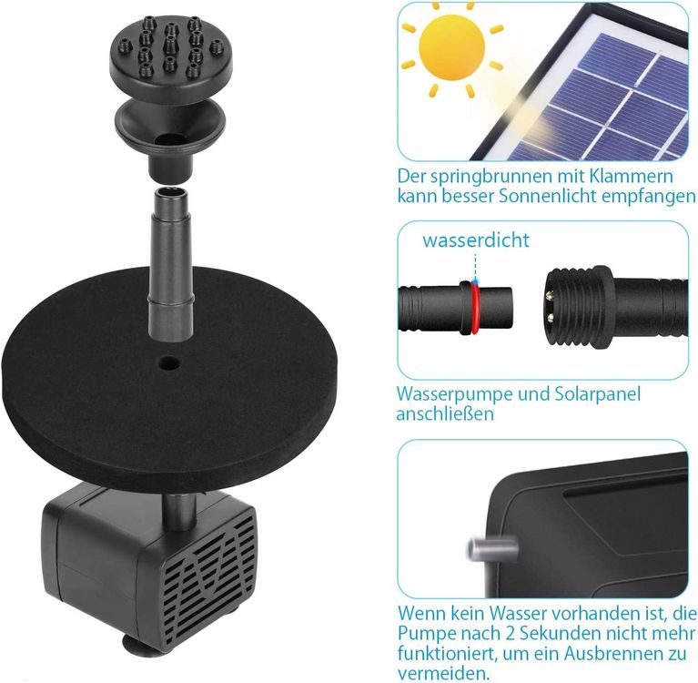 6.5W Solar Springbrunnen Teichpumpe Wasserpumpe (Neu und originalverpackt) in Herisau für CHF 69 ...