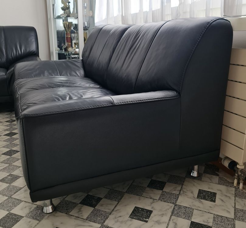 Ledersofa schwarz 3er und 2er | Kaufen auf Ricardo