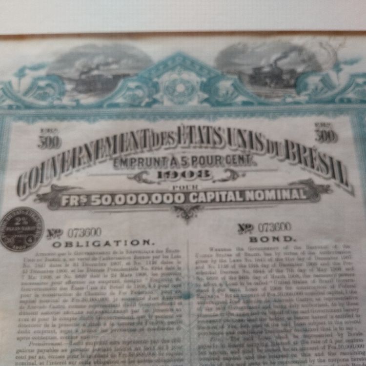 Obligation aus Brasilien Jahr 1908 (Gebraucht) in Untersiggenthal für ...