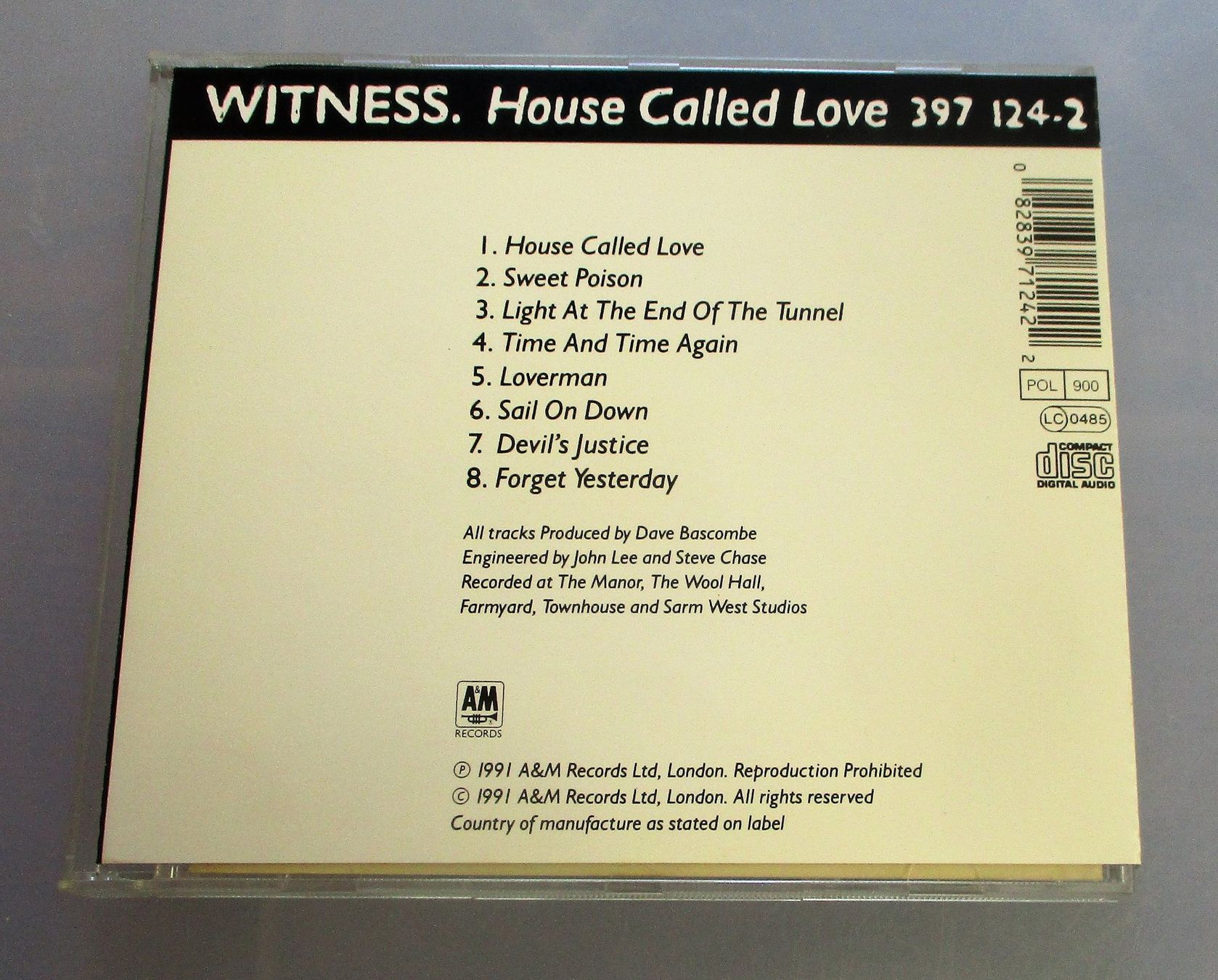 WITNESS - House Called Love (Gebraucht) in Lichtensteig für CHF 4 – mit ...