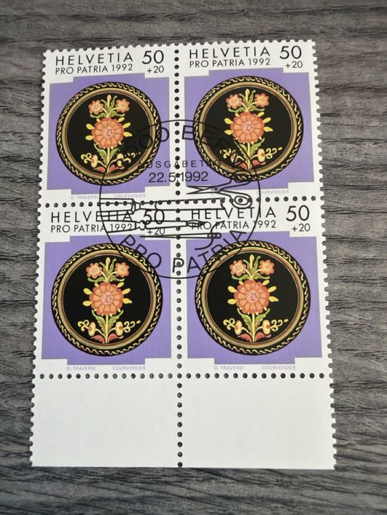 Schweizer Briefmarke Helvetia Pro Patria 1992 Viererblock (Neu (gemäss ...
