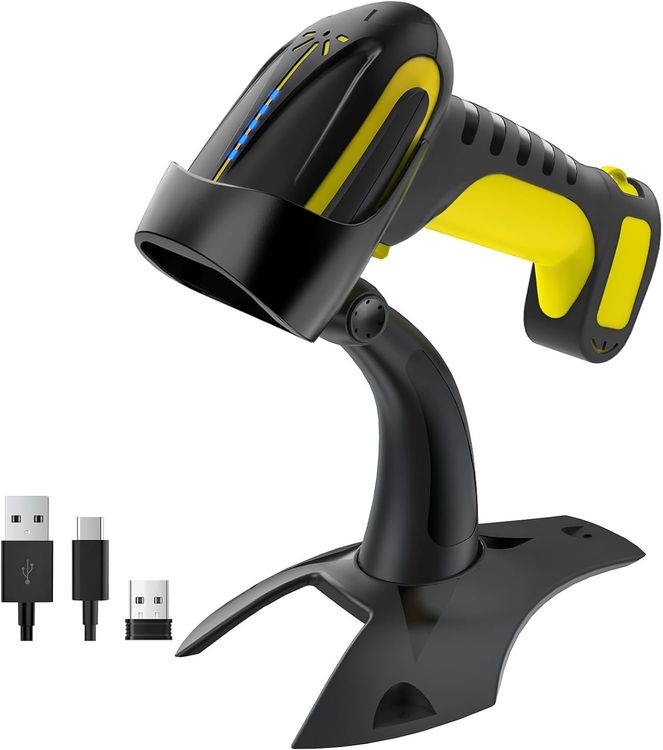 Tera 2D QR Barcode Scanner kabellos 8100 Gelb mit Ständer (Neu und ...