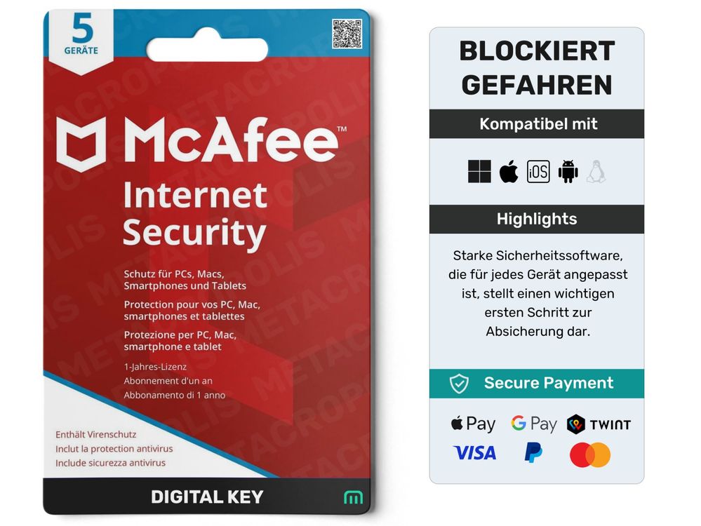 McAfee Internet Security | 5 Device | 1J | PC + MAC (Neu (gemäss ...