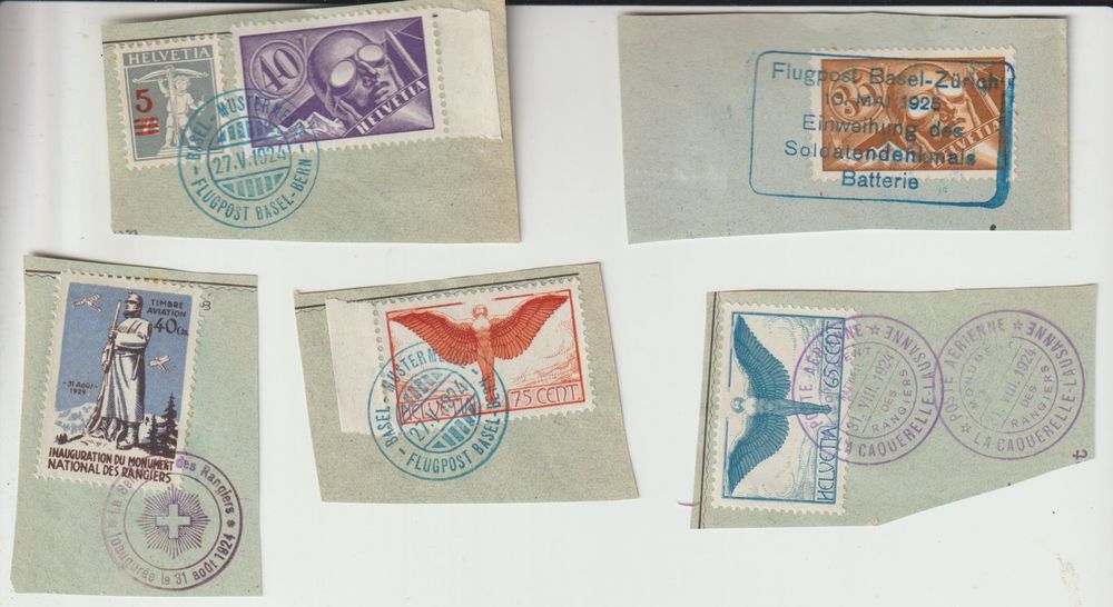 Los mit Flugpost Marken und Vignette auf Briefstücke (Gebraucht) in Biel/Bienne für CHF 39 – mit ...