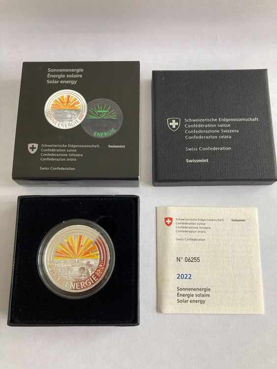 20 Fr. Gedenkmünze 2022 Sonnenenergie PP (Neu und originalverpackt) in St.Gallen für CHF 88 ...