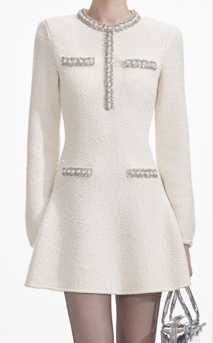 Self-Portrait Cream Mini Dress, New and Never Worn, Size (Neu (gemäss ...