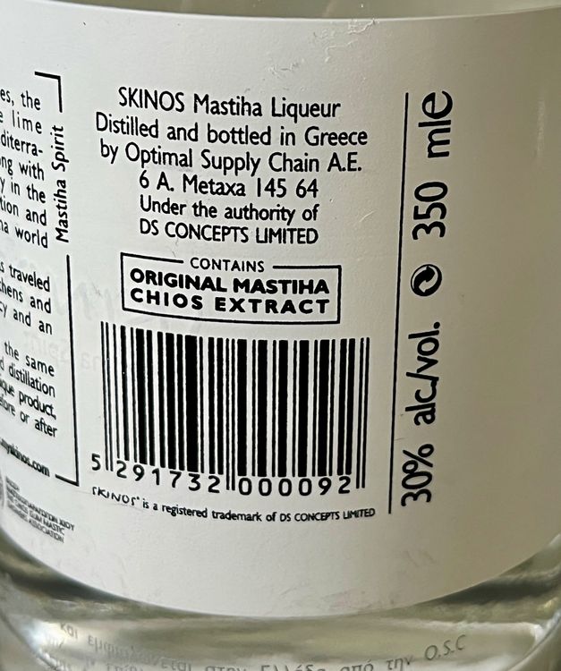 Skinos - Liqueur de Mastiha - 70 cl - Grèce (Neu und originalverpackt ...