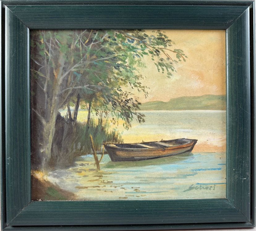 Ölgemälde "Boot am See", signiert von Schori, schöne Farben (Gebraucht) in Neuhausen am ...