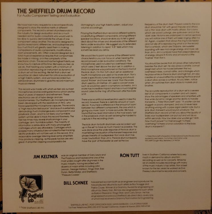 Jim Keltner Ron Tutt–The Sheffield Drum Record / M-M- (Neu (gemäss ...