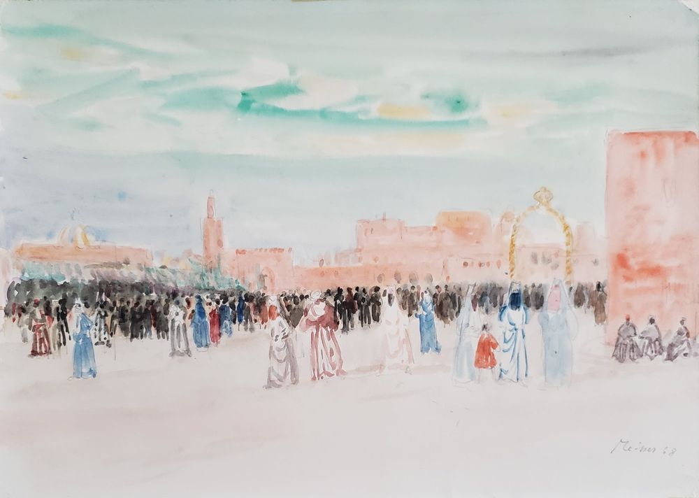 LEONHARD MEISSER Chur original Aquarell Marokko Bild Nr. 22 | Kaufen ...
