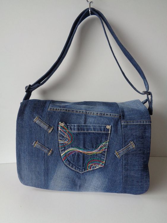 Jeans Umhängetasche blau Grösse 38x27x10 cm Cobbelti | Kaufen auf Ricardo