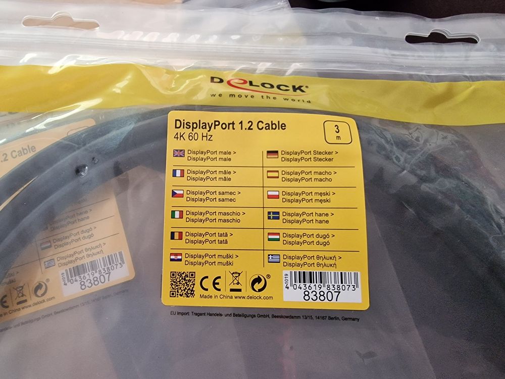 Fünf DeLock Displayport 4K Kabel 3m (Neu und originalverpackt) in St ...