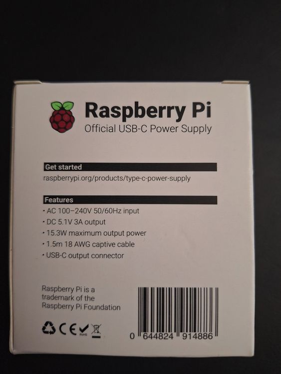 Netzteil 5V, 2.5A, USB-C, Weiss, Raspberry Pi (Neu und originalverpackt ...