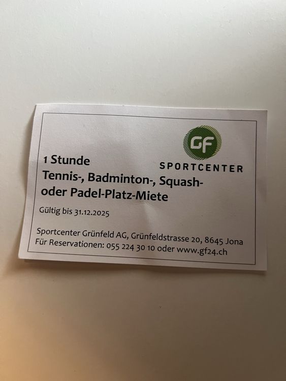 1 Stunde Tennis, Badminton, Squash oder Padel in Jona SG (Neu (gemäss ...