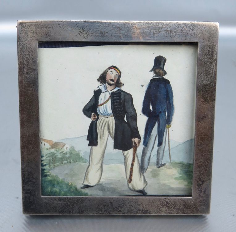 KLEINER SILBER RAHMEN MIT AQUARELL 19. JAHRH. | Kaufen auf Ricardo