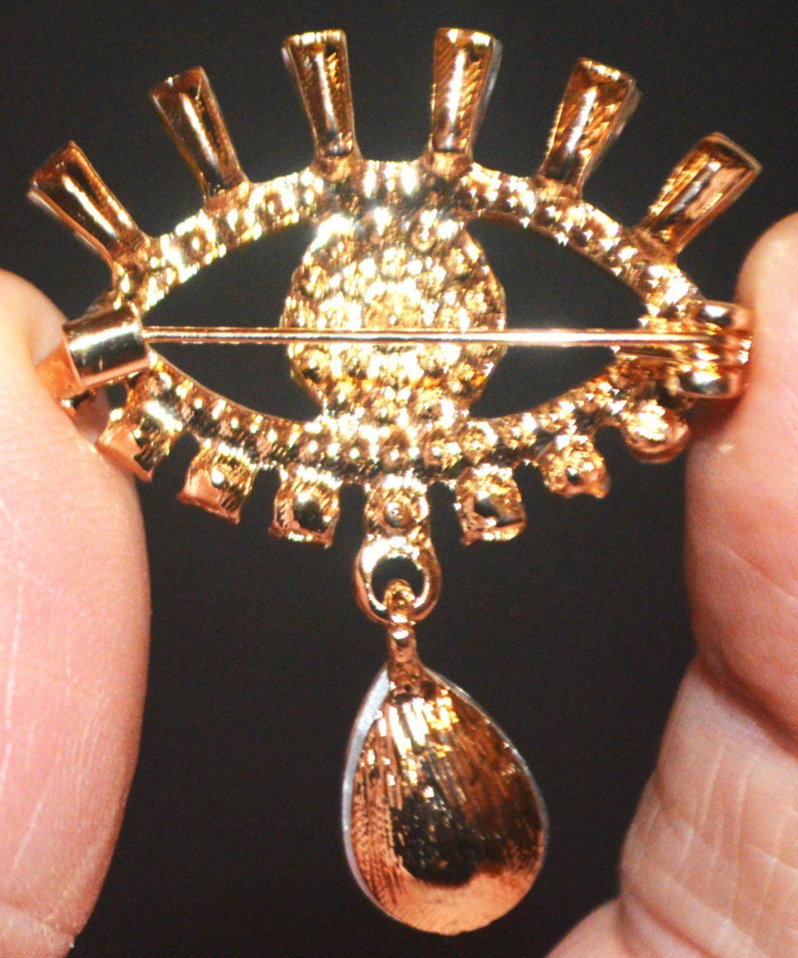 Brosche L-6402 – Auge – Strass – 3,5 x 4,5 cm (Neu und originalverpackt ...