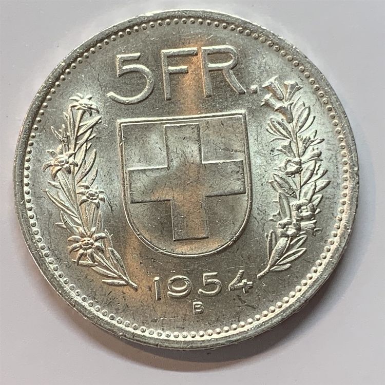 5 Franken 1954 Silber Erhaltung (Gebraucht) in Reitnau für CHF 8 – mit Lieferung auf Ricardo kaufen