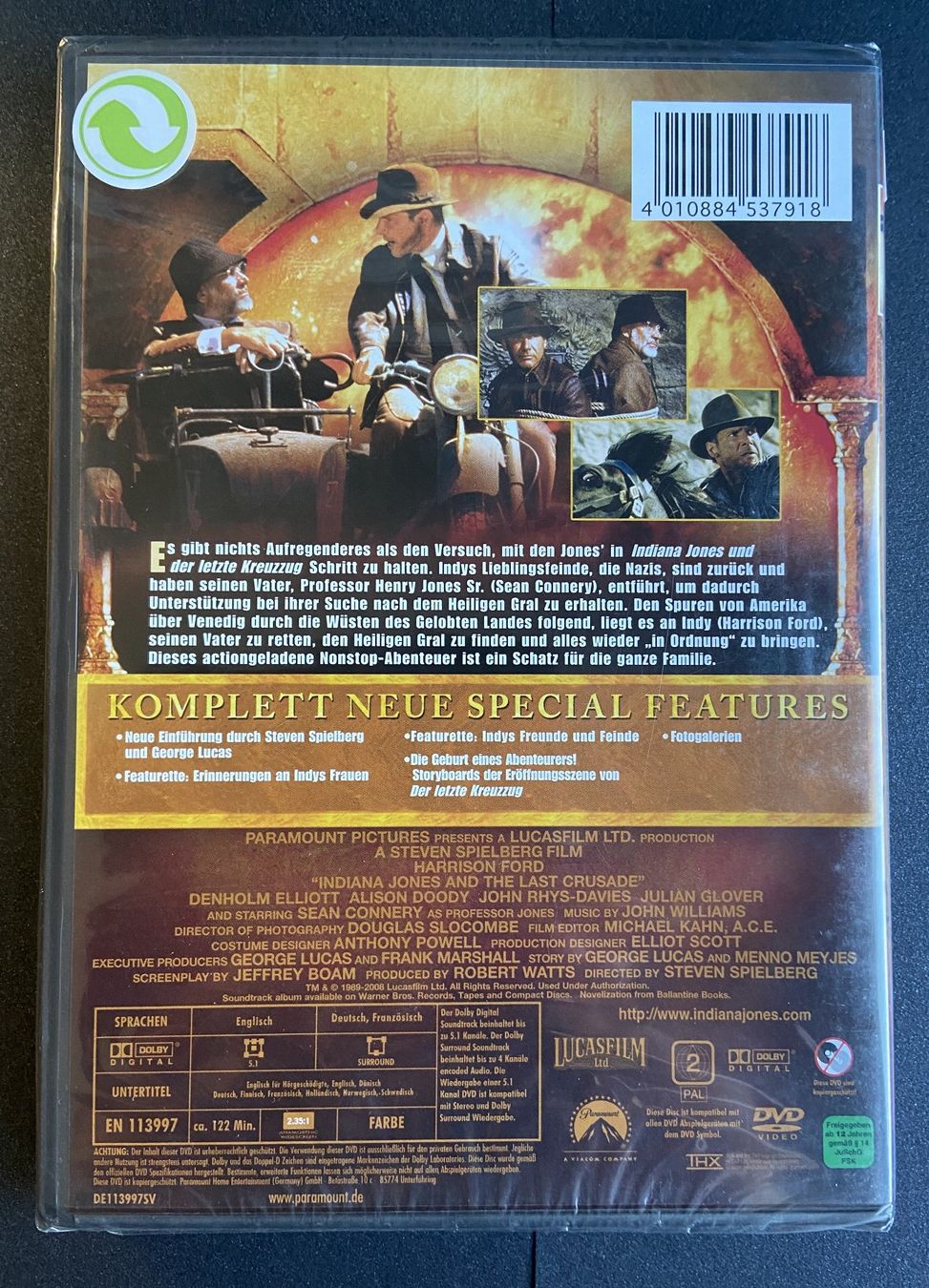 DVD Indiana Jones "und der letzte Kreuzzug" (Neu und originalverpackt ...