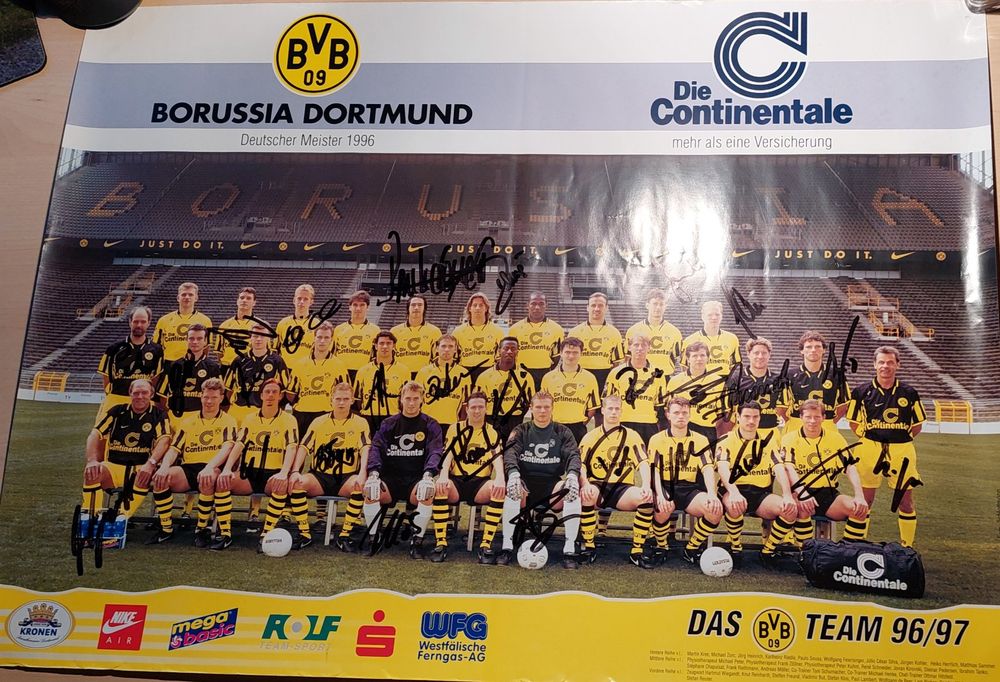 Poster Borussia Dortmund BVB 09 (96/97) Originalunterschrift (Gebraucht ...