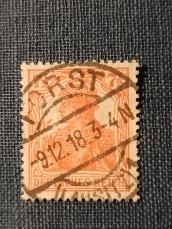 Seltene Deutsche Reichspost Briefmarke 1918 gestempelt (Gebraucht) in Sargans für CHF 1 – mit ...