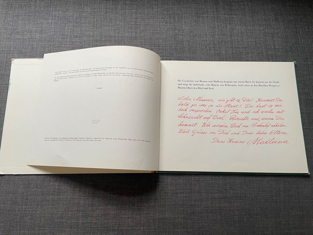 ALOIS CARIGIET: MAURUS UND MADLEINA *KINDERBUCH* 2. AUFLAGE! (Gebraucht ...