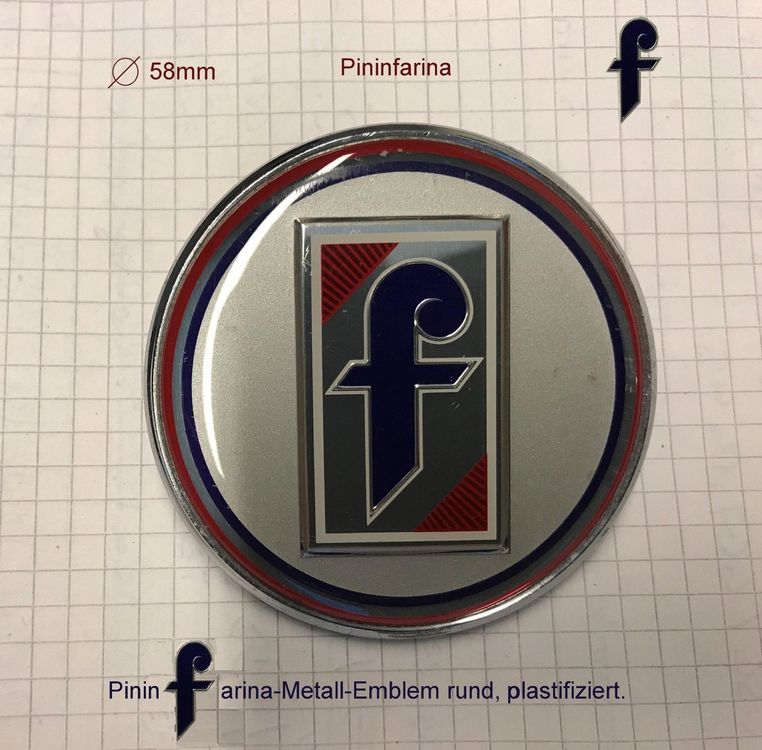 Pininfarina Emblem Badge Firmenlogo rund, Durchmesser 58mm. (Neu ...