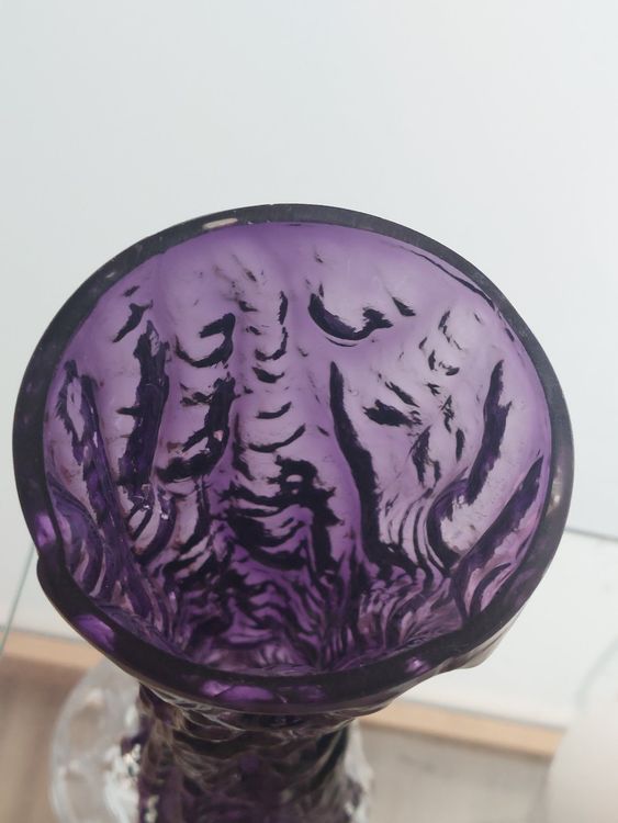 Violette Eisglas Vase Borkenglas, Ingridglas, 60/70er Jahre | Kaufen ...