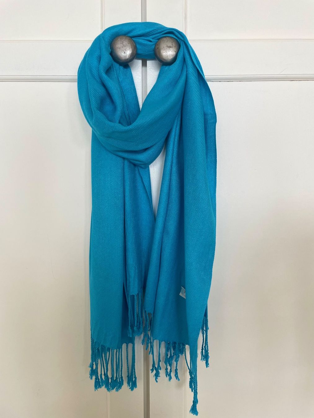 Magnifique écharpe turquoise en soie et pashmina – neuve (Neuf (Voir ...