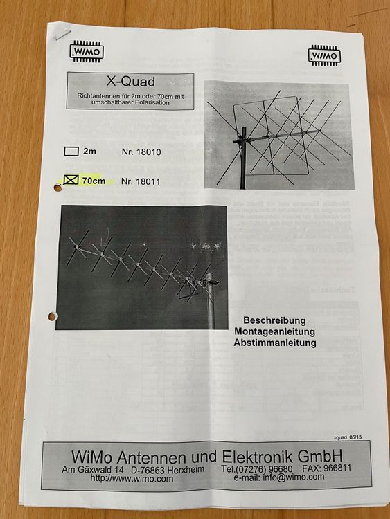 WIMO X-Quad SAT-Antennen für 2m und 70cm inkl. Polarisation (Gebraucht ...