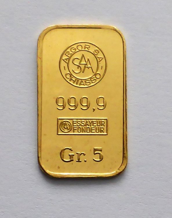 5g FINE GOLD 999.9 - ARGOR SA (Neu (gemäss Beschreibung)) in Buochs für ...