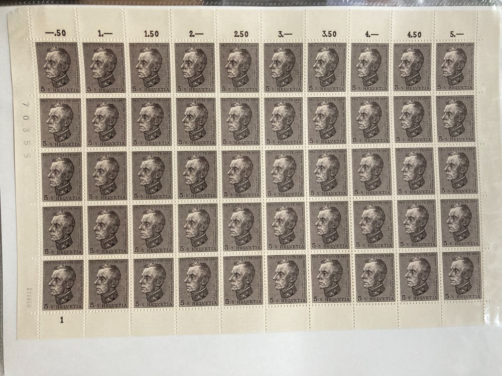 Schweiz 1950 Bogen Pro Juventute 5+5 Theophil Sprecher postf (Neu (gemäss Beschreibung)) in ...