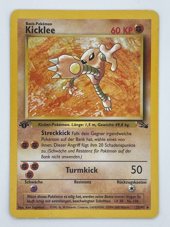 Kicklee 22/62 Rare Pokémon Fossil 1st. Edition (Neu (gemäss ...