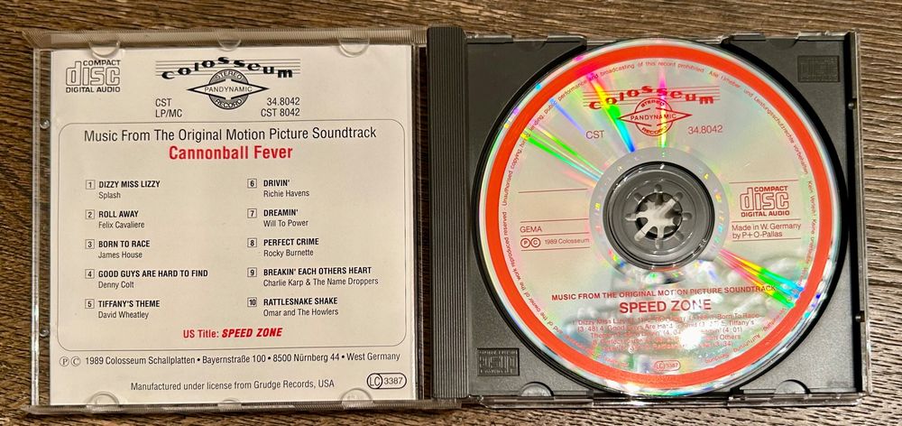 SOUNDTRACK „Cannonball Fever/Speed Fever“ CD 1989 Cavaliere (Gebraucht ...