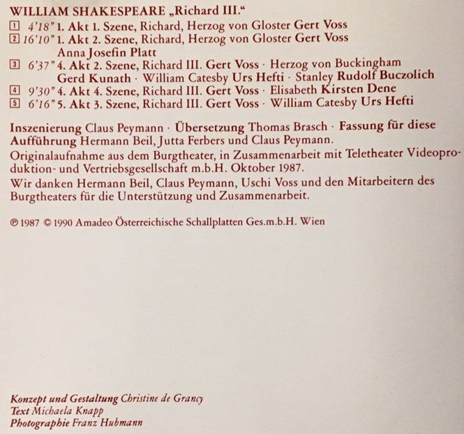 Gert Voss spricht William Shakespeare - Richard III (Gebraucht) in ...