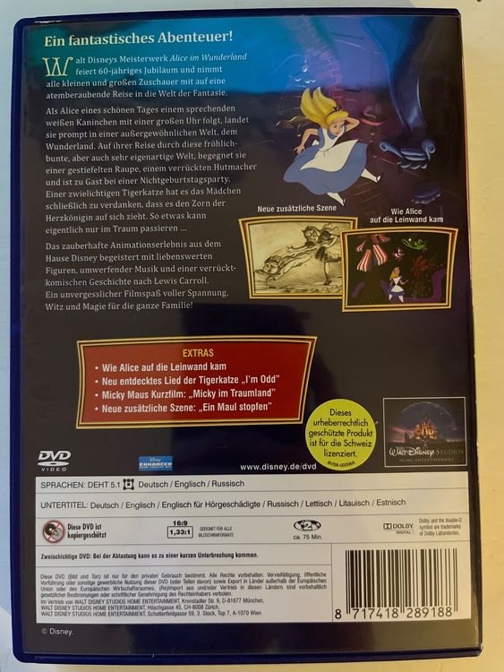 Disney DVD: Alice im Wunderland, Special Collection (Neu (gemäss Beschreibung)) in Sierre für ...