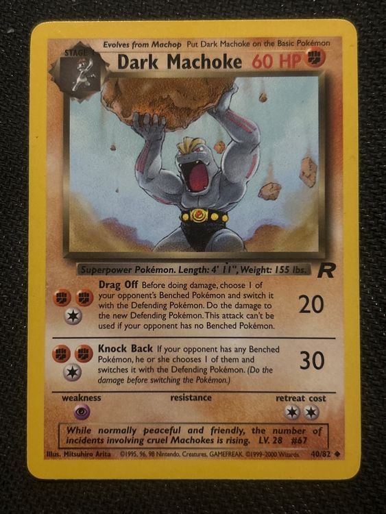 Pokemon card old Rocket 1998, Dark Machoke 40/82 | Kaufen auf Ricardo