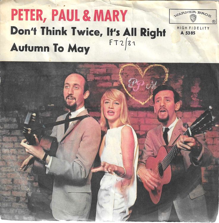 Peter, Paul And Mary - Don't Think Twice, It's All Right (Gebraucht) in ...
