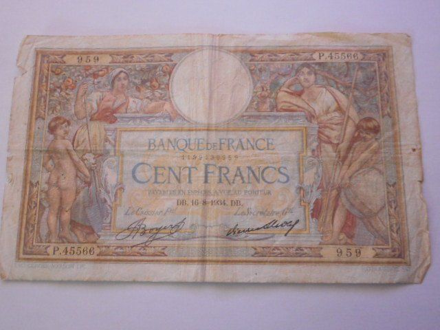 Cent Francs 1934 Banknote uralt (Gebraucht) in Kriegstetten für CHF 5 ...