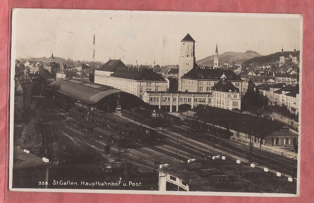 St. Gallen - Bahnhof mit Eisenbahnen - Fotokarte 1925 (Gebraucht) in Fislisbach für CHF 8 – mit ...