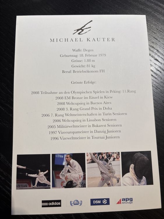 Signierte Karte Fechter Michael Kauter Olympiateilnehmer | Kaufen auf ...
